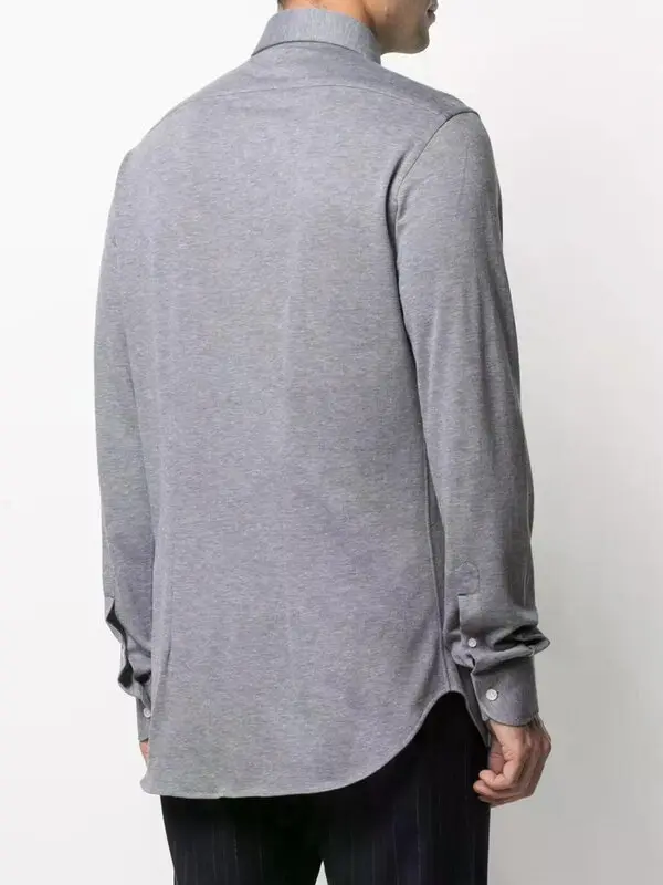 ORIAN Spread Collar Piqué Shirt - Grey