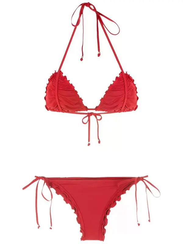 AMIR SLAMA Ripple Effect Two-piece Bikini Set - Red