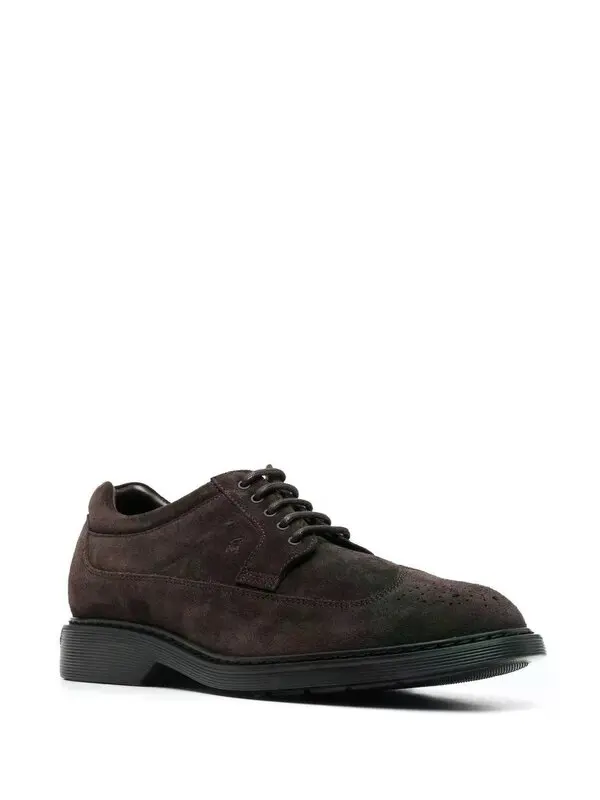 Hogan Lace-up Suede Derby Shoes - Brown