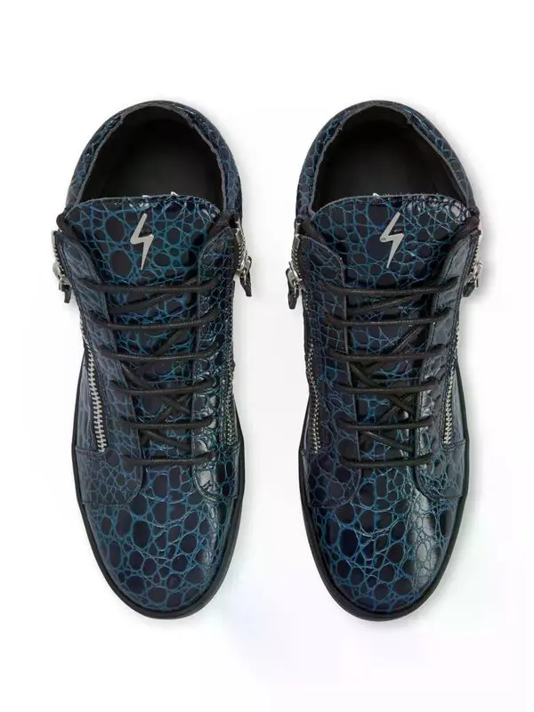 GIUSEPPE ZANOTTI Kriss Crocodile-effect Sneakers - Black