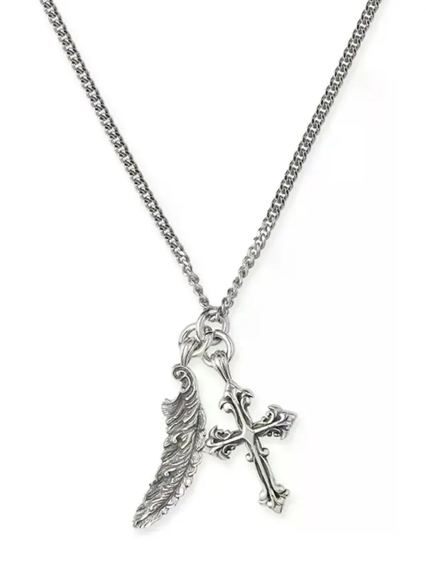 Emanuele Bicocchi Feather And Cross Necklace