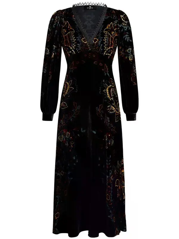 Etro Paisley-print Velvet Midi Dress