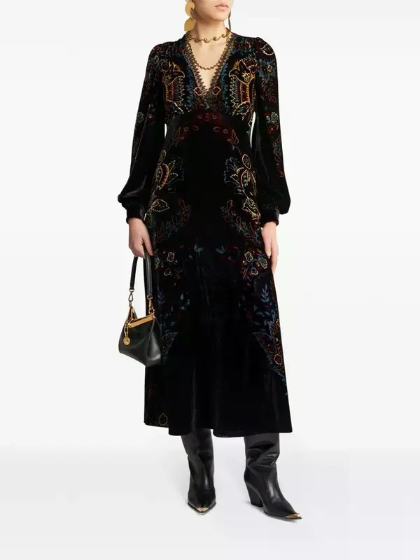Etro Paisley-print Velvet Midi Dress