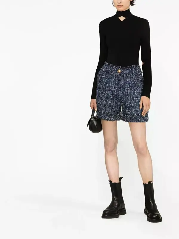 Balmain High-waisted Tweed Shorts