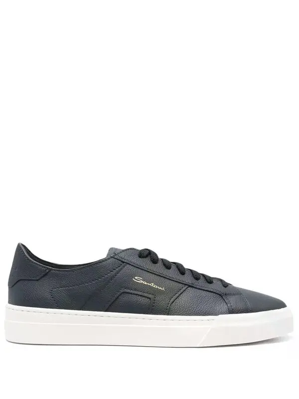 Santoni Grained Leather Sneakers - Blue