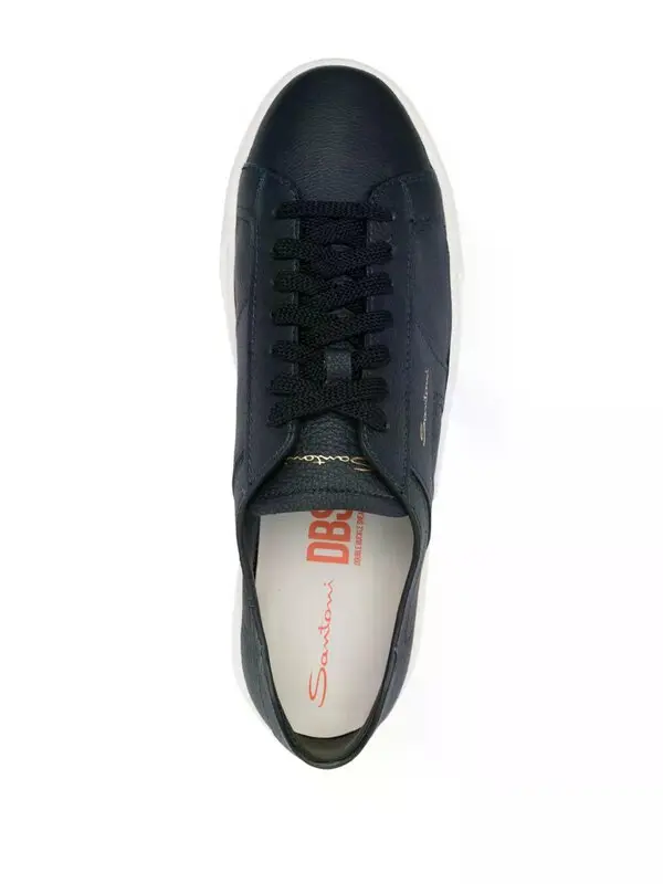 Santoni Grained Leather Sneakers - Blue