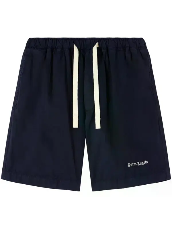 Palm Angels Logo-embroidered Bermuda Shorts - Blue