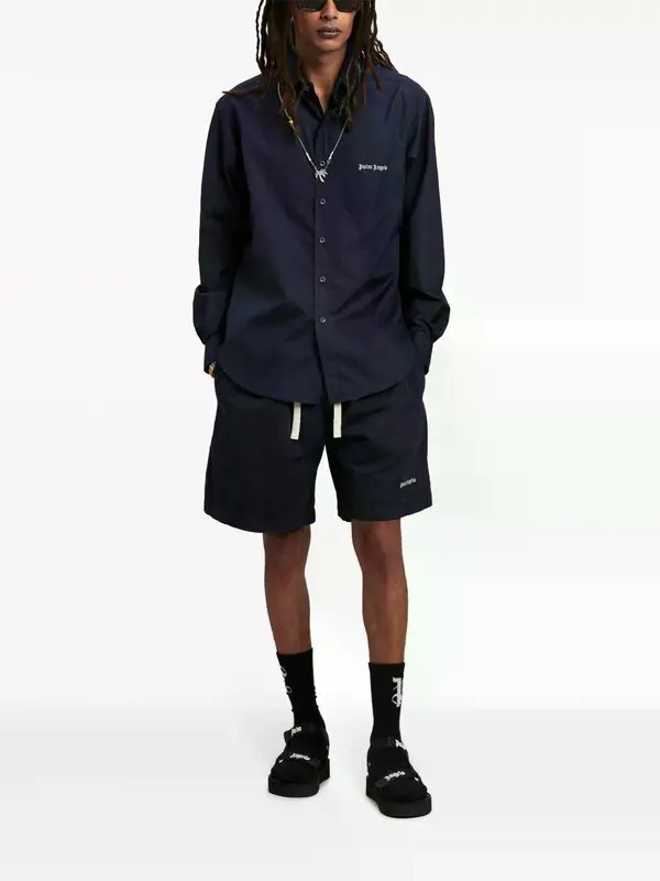 Palm Angels Logo-embroidered Bermuda Shorts - Blue