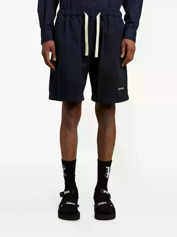Palm Angels Logo-embroidered Bermuda Shorts - Blue