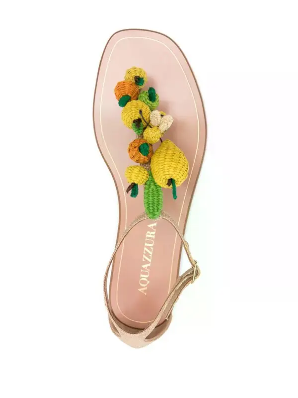 AQUAZZURA Citrus Punch Raffia Flat Sandals