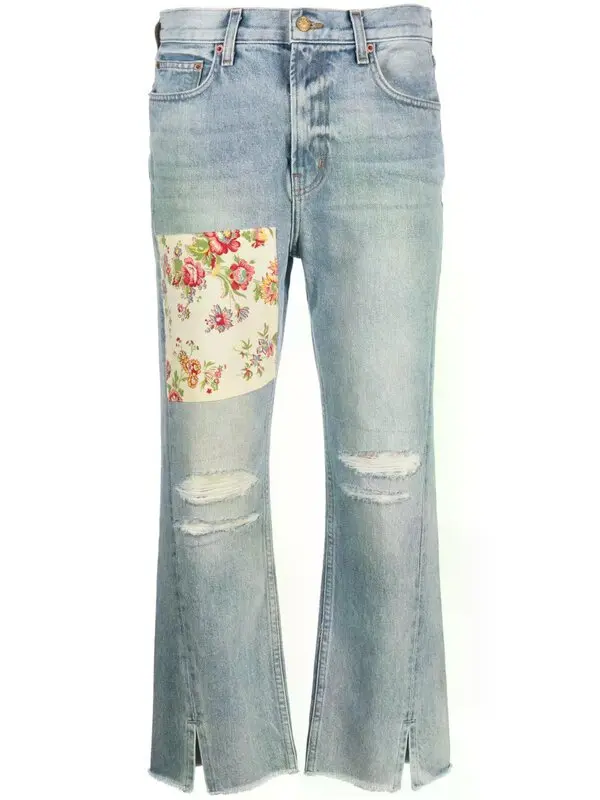 B Sides Cropped Distressed-effect Jeans