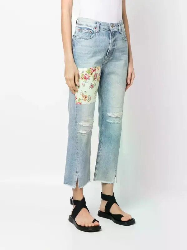 B Sides Cropped Distressed-effect Jeans