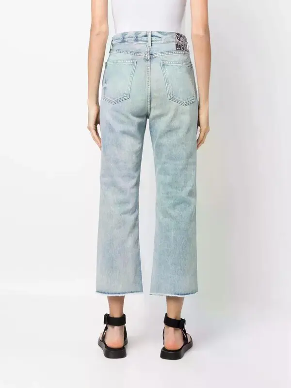 B Sides Cropped Distressed-effect Jeans