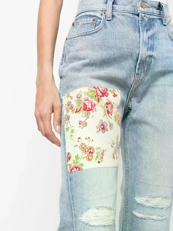 B Sides Cropped Distressed-effect Jeans