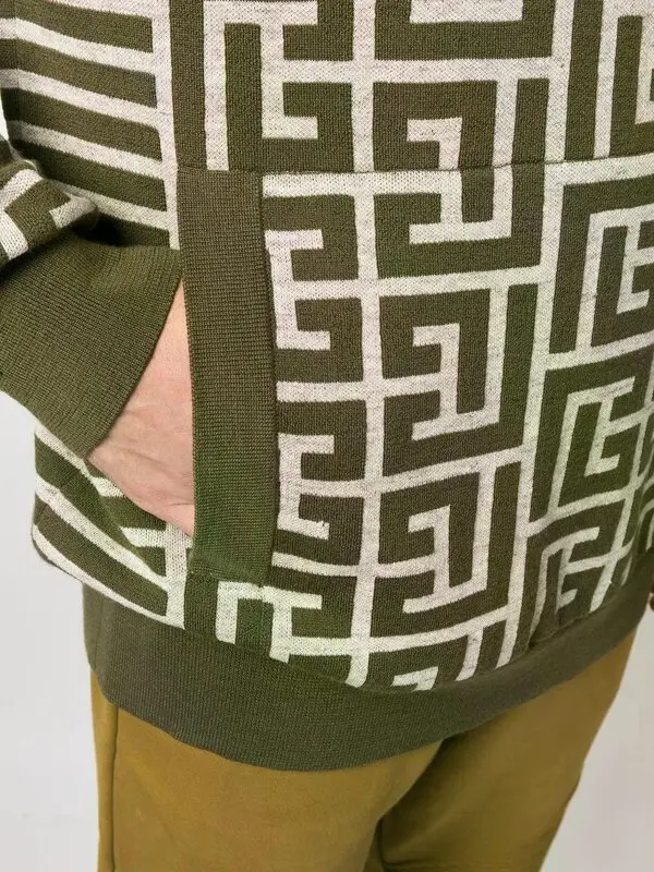 Balmain Monogrammed Striped Hoodie - Green