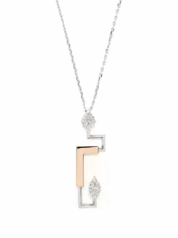 Yeprem 18kt Gold Diamond Pendant Necklace - Silver