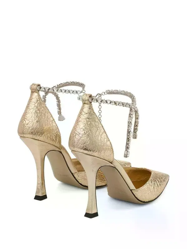 JIMMY CHOO Stevie 100mm Metallic Pumps With Crystal Anklet
