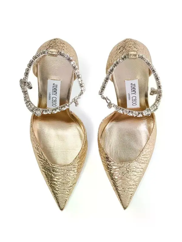 JIMMY CHOO Stevie 100mm Metallic Pumps With Crystal Anklet