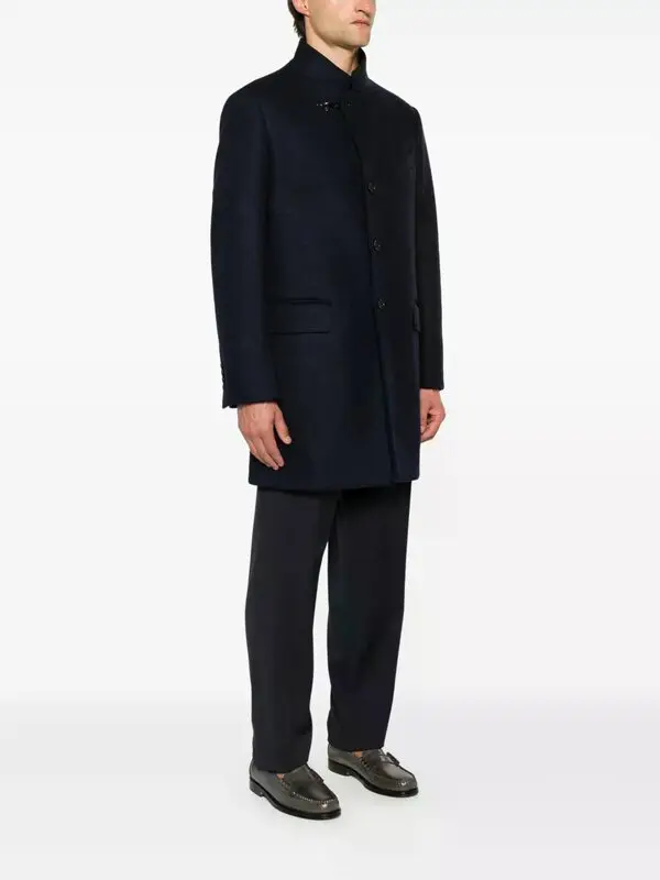 FAY Single-breasted Wool-blend Coat - Blue
