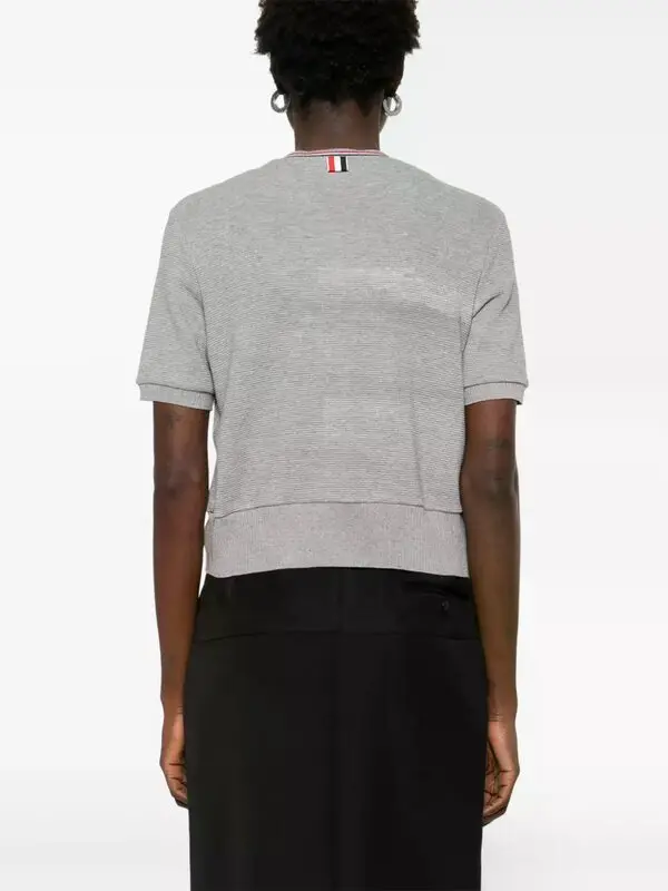 Thom Browne Rwb-stripe Waffle-knit Cardigan