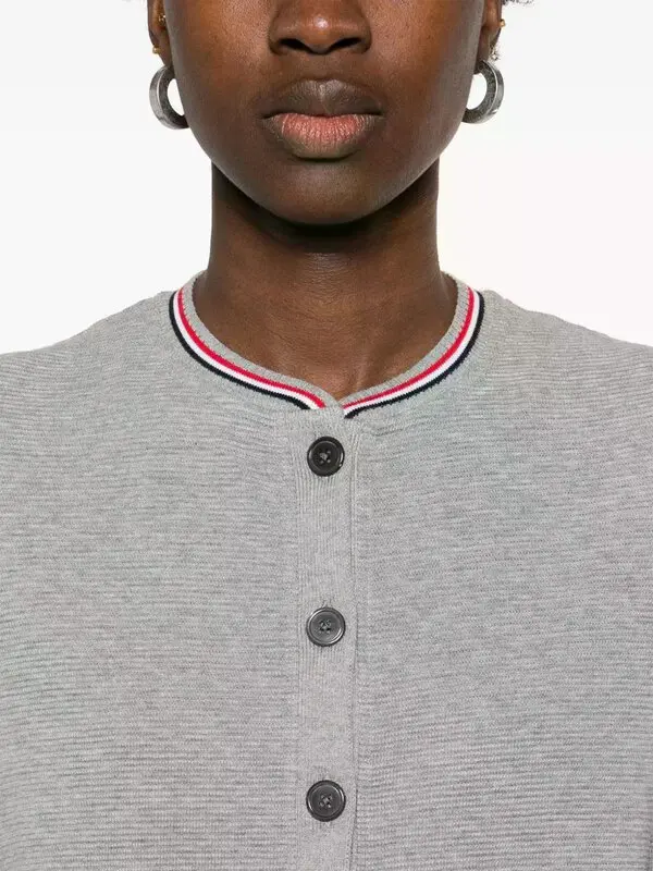 Thom Browne Rwb-stripe Waffle-knit Cardigan