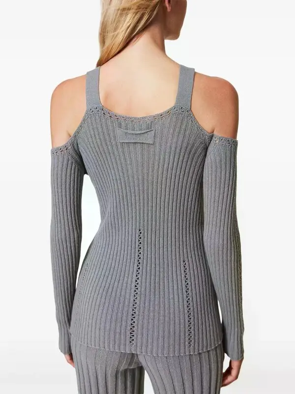 TWINSET Brooch-detail Ribbed Knit Top