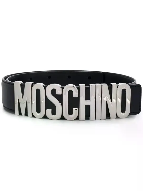 Moschino Logo Plaque Belt - Black
