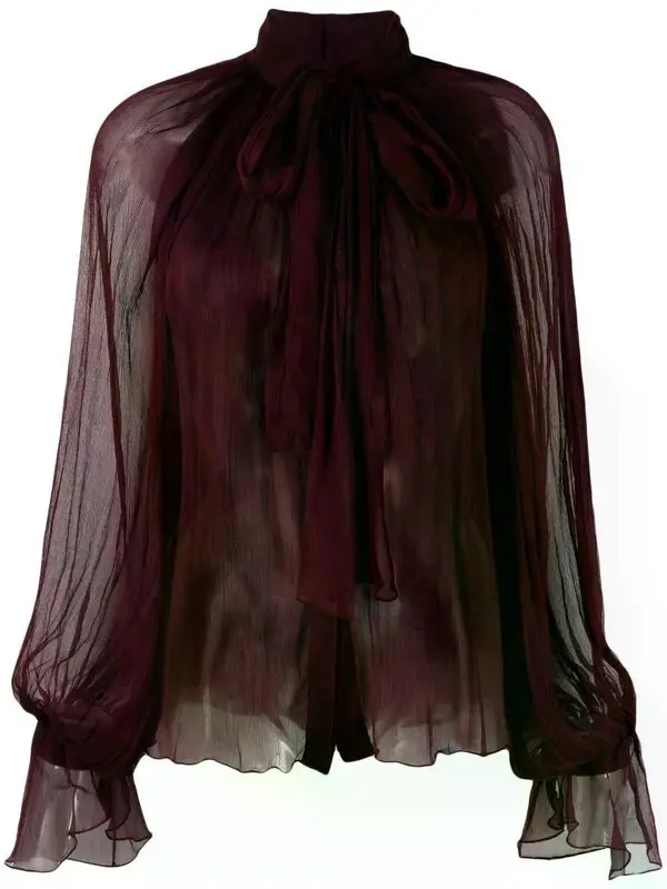 ATU BODY COUTURE Semi-sheer Tie-neck Blouse