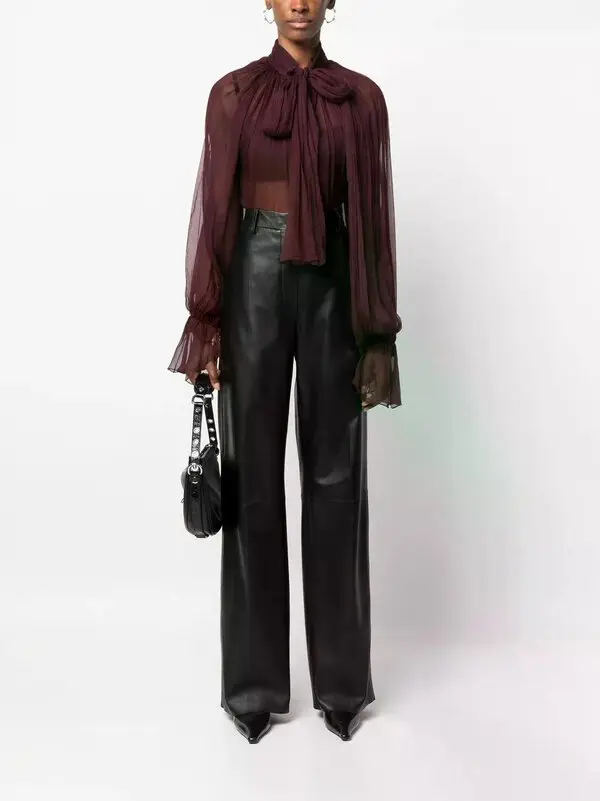 ATU BODY COUTURE Semi-sheer Tie-neck Blouse
