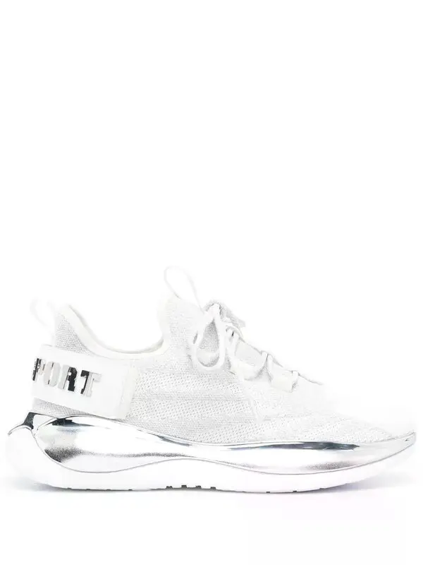 PLEIN SPORT Metallic-logo Sneakers - White
