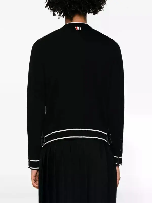 Thom Browne Hector And Rose Embroidered Wool Cardigan