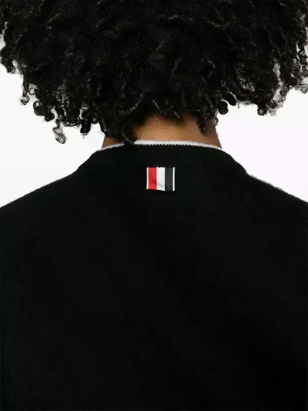 Thom Browne Hector And Rose Embroidered Wool Cardigan