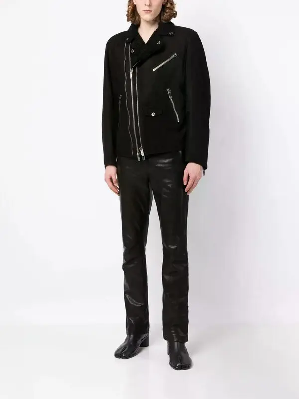 LES HOMMES Suede Biker Jacket
