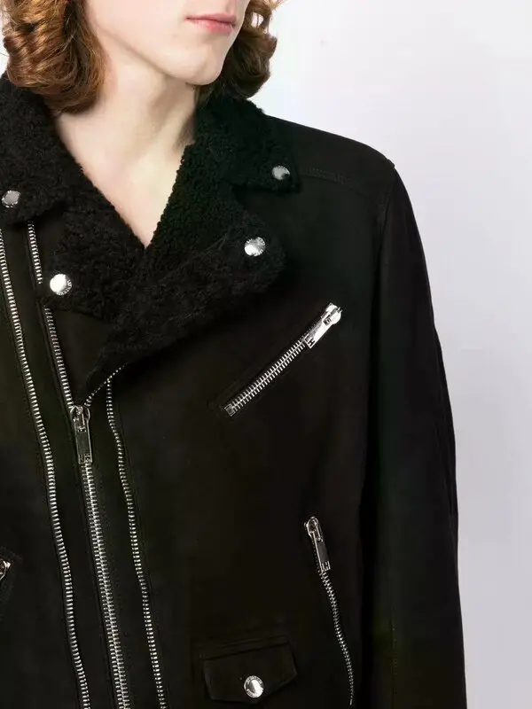 LES HOMMES Suede Biker Jacket