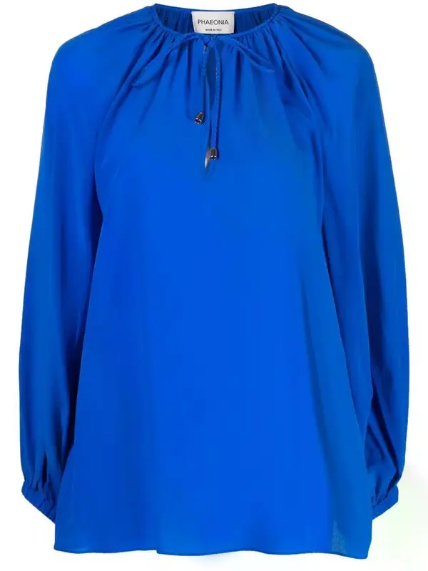 PHAEONIA Self-tie Silk Blouse