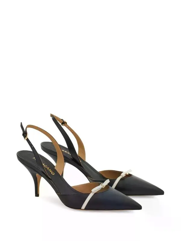 FERRAGAMO Leather Slingback Pumps - Black
