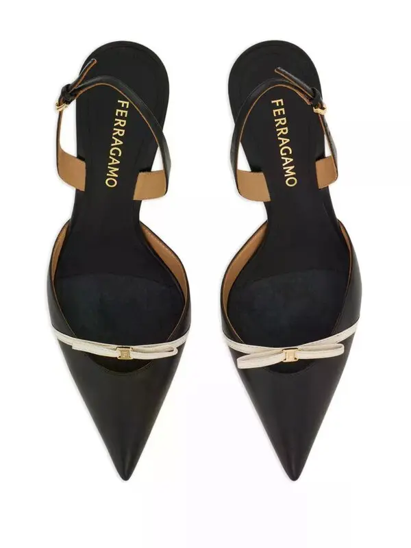 FERRAGAMO Leather Slingback Pumps - Black