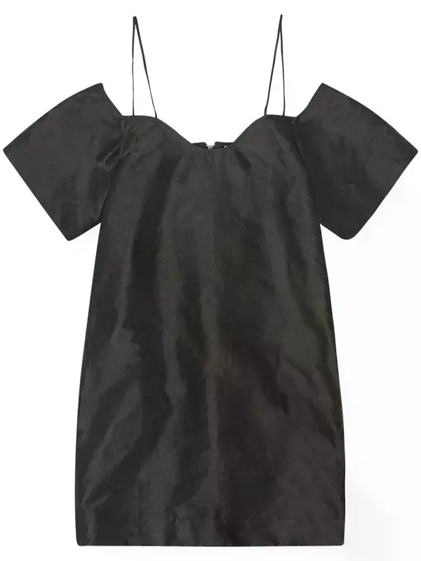 GANNI Mini Cold-shoulder Dress - Black