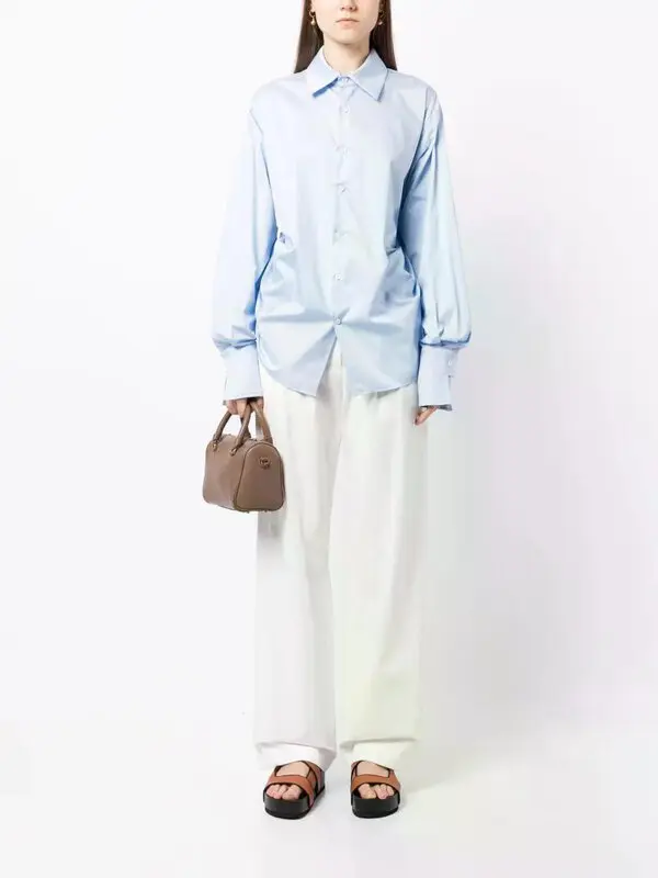 WOERA Drawstring Cotton Shirt