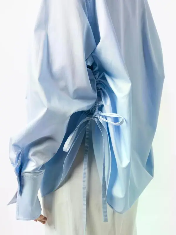 WOERA Drawstring Cotton Shirt