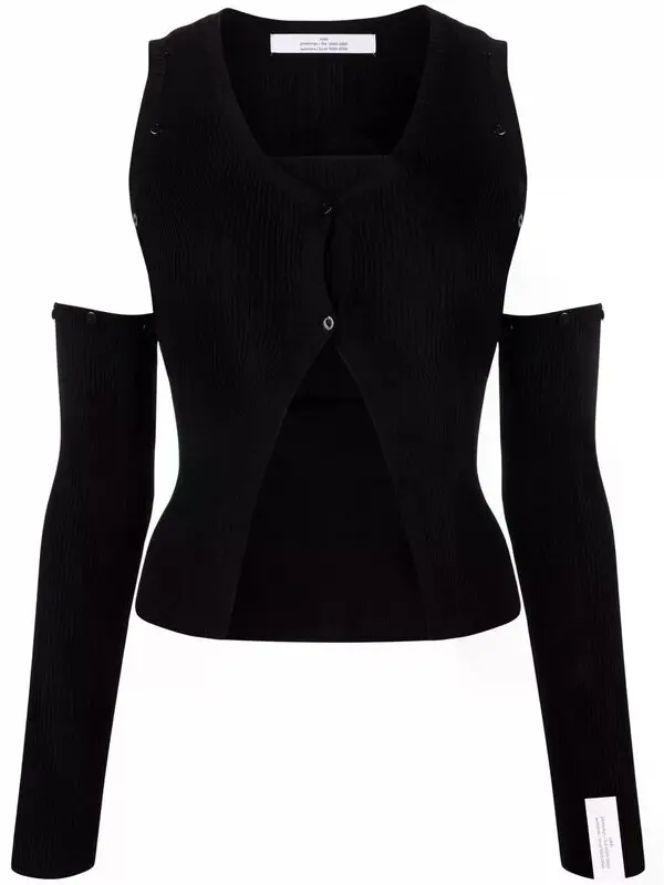 Rokh Cut-out Knitted Cardigan - Black