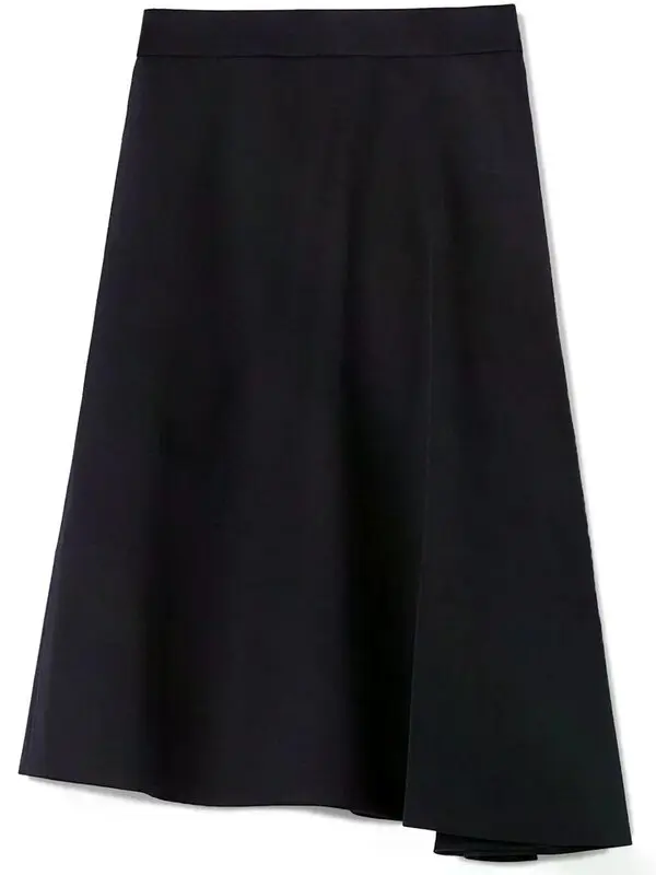 JIL SANDER Asymmetric Virgin Wool Midi Skirt