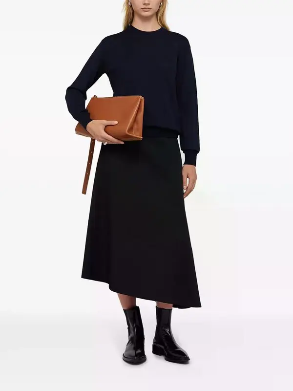 JIL SANDER Asymmetric Virgin Wool Midi Skirt