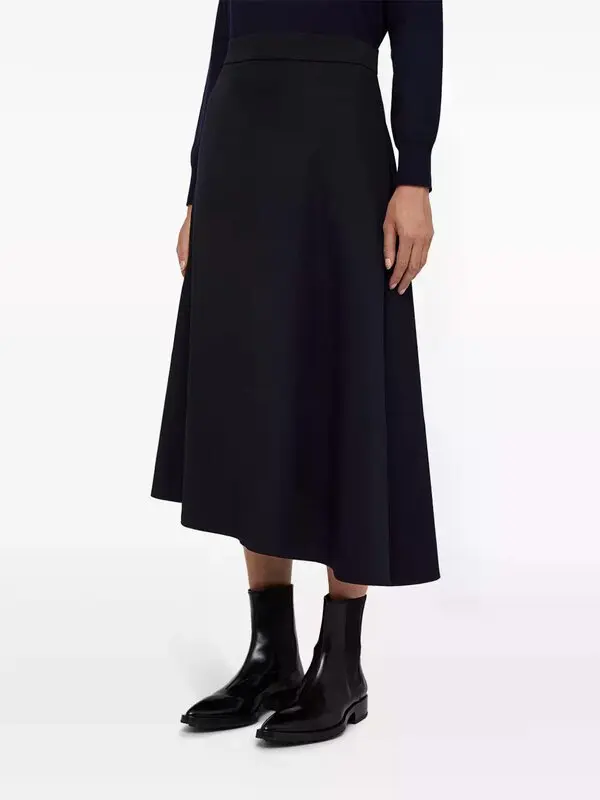 JIL SANDER Asymmetric Virgin Wool Midi Skirt
