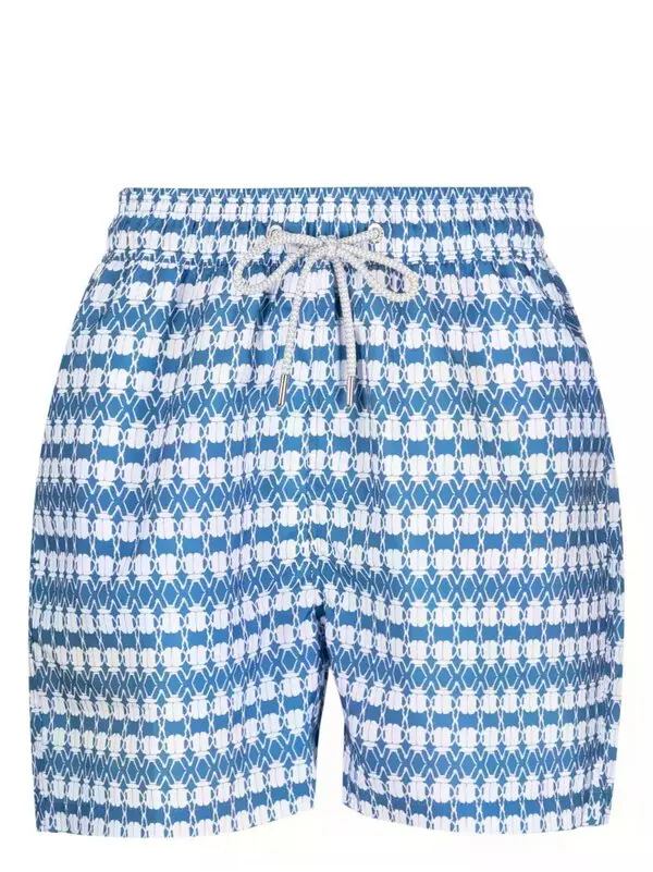 Love Brand & Co. Graphic-print Drawstring Swim Shorts - Blue