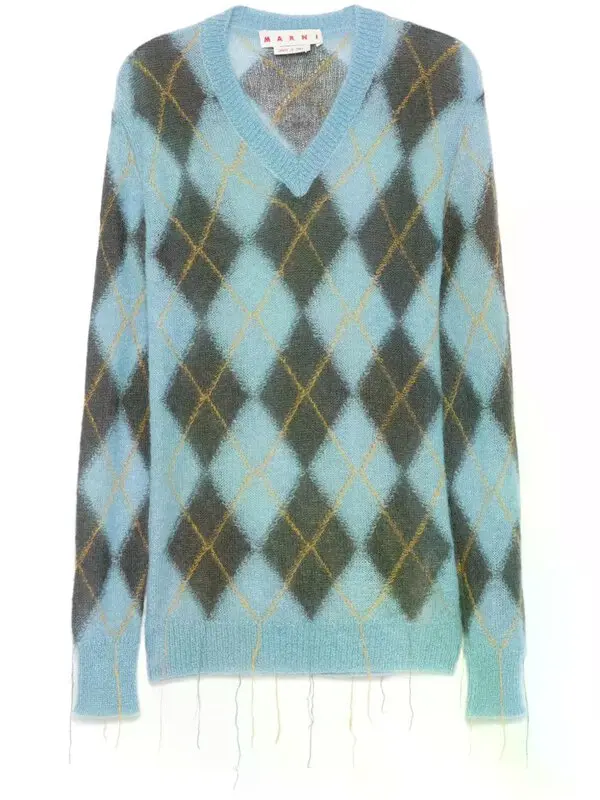Marni Argyle-intarsia Mohair-blend Sweater - Blue