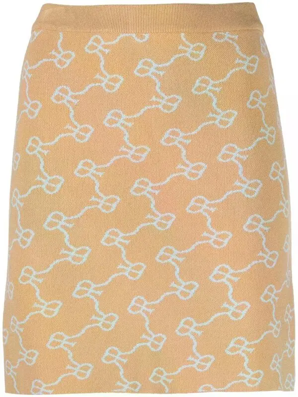 Rokh Monogram Pattern Knitted Skirt - Neutrals