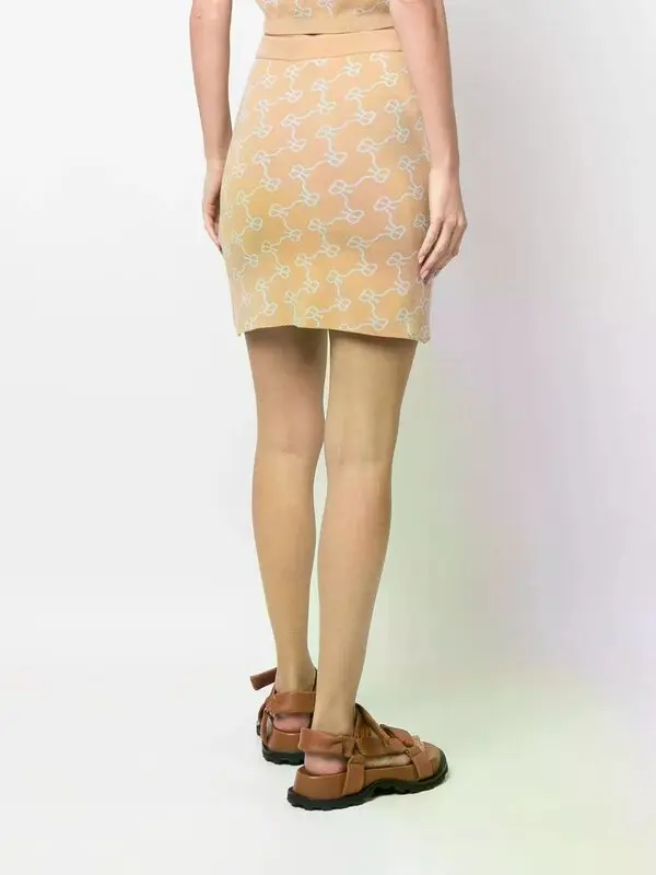 Rokh Monogram Pattern Knitted Skirt