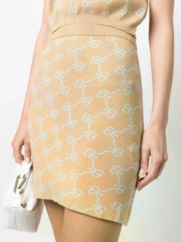 Rokh Monogram Pattern Knitted Skirt