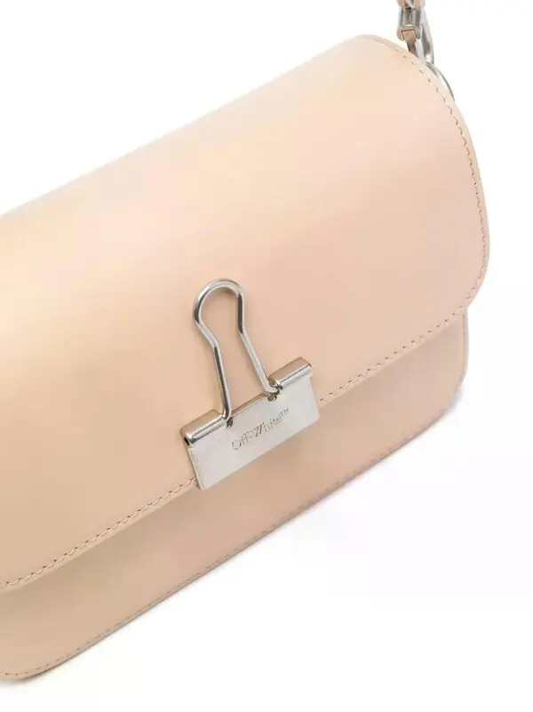 Off-White Binder Clip Leather Shoulder Bag - Neutrals